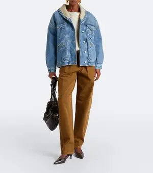 Isabel Marant Étoile Pimia Fleece-trimmed Denim Jacket - Blue