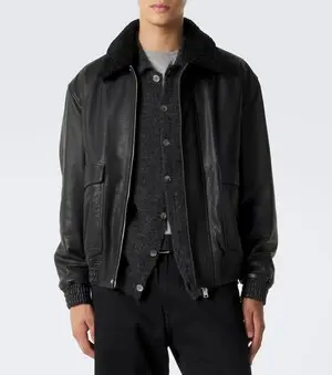 ARMA Bari Teddy-trimmed Leather Blouson Jacket