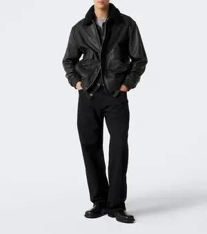 ARMA Bari Teddy-trimmed Leather Blouson Jacket