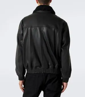 ARMA Bari Teddy-trimmed Leather Blouson Jacket
