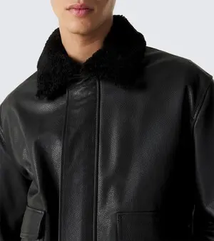 ARMA Bari Teddy-trimmed Leather Blouson Jacket