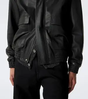 ARMA Bari Teddy-trimmed Leather Blouson Jacket