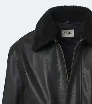 ARMA Bari Teddy-trimmed Leather Blouson Jacket