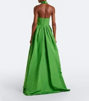 Carolina Herrera Embellished Pleated Silk Gown