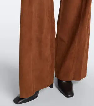 ARMA Dena Pleated Suede Wide-leg Pants In Saddle