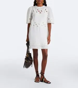 Isabel Marant Étoile Relidine Broderie Anglaise Ramie Mini Dress - White