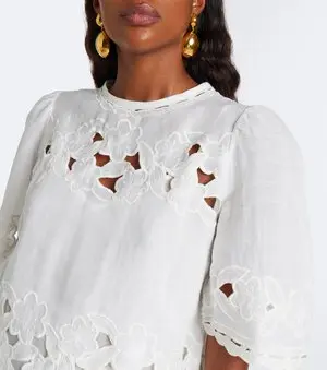 Isabel Marant Étoile Relidine Broderie Anglaise Ramie Mini Dress - White
