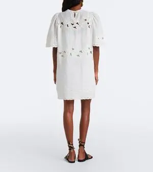 Isabel Marant Étoile Relidine Broderie Anglaise Ramie Mini Dress - White