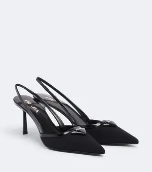 Prada Leather-trimmed Slingback Pumps - Black
