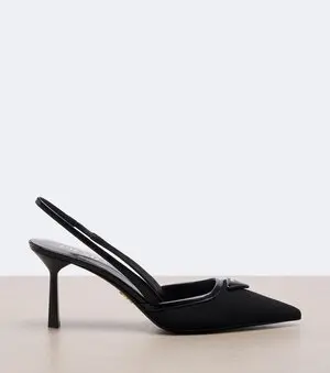 Prada Leather-trimmed Slingback Pumps - Black