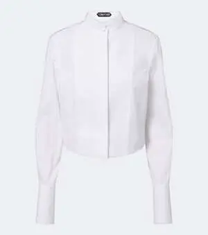 TOM FORD Cropped Cotton Poplin Tuxedo Shirt