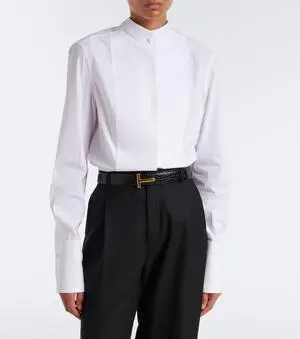 TOM FORD Cropped Cotton Poplin Tuxedo Shirt