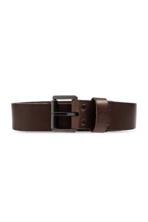 ALLSAINTS Wide Leather Belt With Embossed Logo Detail - Brown