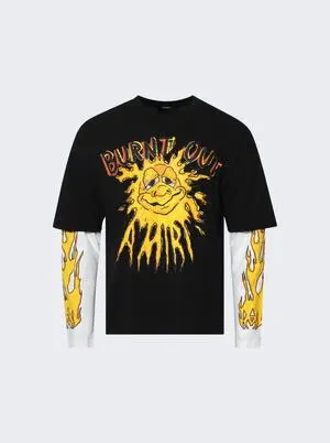 Amiri Burnt Out Double Layer Sleeve Tee - Black
