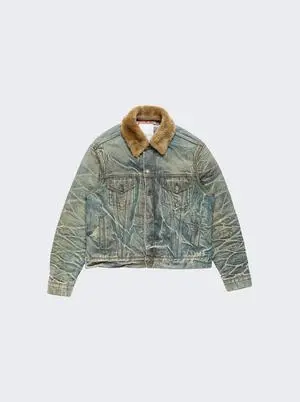 Acne Studios Denim Jacket With Fur Collar Auz Mid