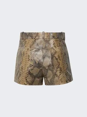 Zeynep Arçay Snake Print Leather Shorts