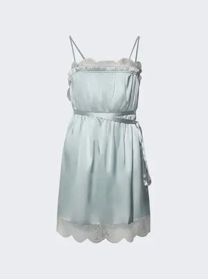 Zeynep Arçay Lace Detailed Mini Silk Dress Mint - Green