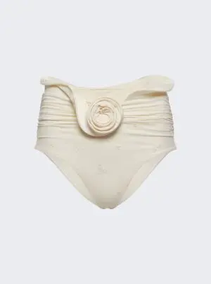 Magda Butrym Sculpted Waist Swim Bottom With Embroidered Roses - Cream
