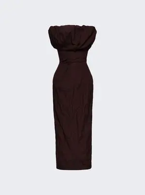 Magda Butrym Sculptural Neckline Fitted Dress - Brown