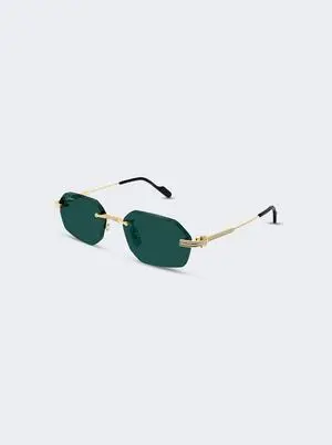 Cartier Rimless Geometric Sunglasses Gold And Lenses