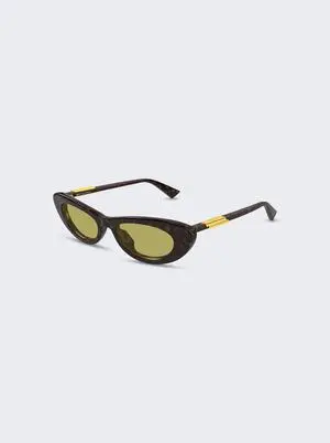 Bottega Veneta Snap Oval Sunglasses Havana
