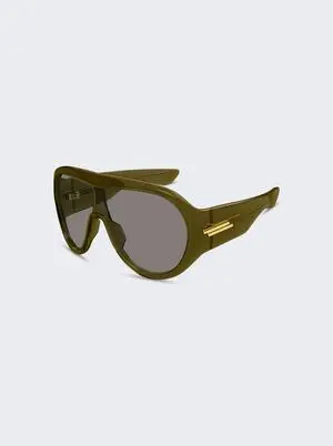 Bottega Veneta Scudo Shield Sunglasses - Green