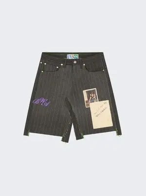 BETTER WITH AGE Eastman Charcoal Pinstripe Wool Shorts