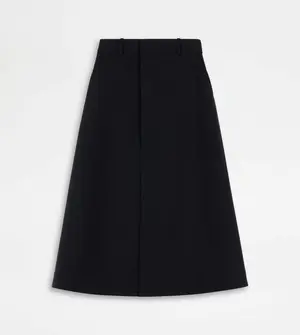TOD'S Wraparound Skirt In Wool Gabardine - Black