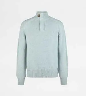 TOD'S Half-zip Cashmere Pullover - Light Blue