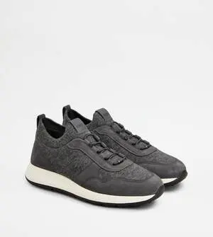 TOD'S Red Dot Sneakers In Pashmy Suede And Knit