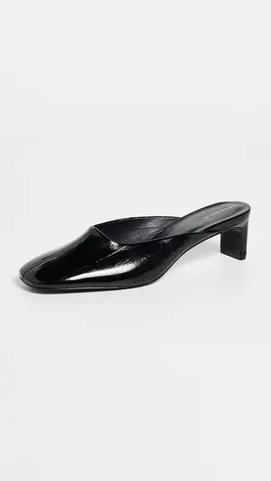 REFORMATION Inez Heeled Mules - Black Eel