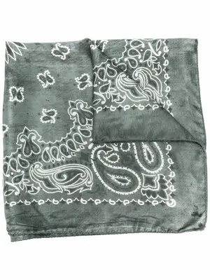 GOLDEN GOOSE Scarf Paisley Print "golden Foulard - Green