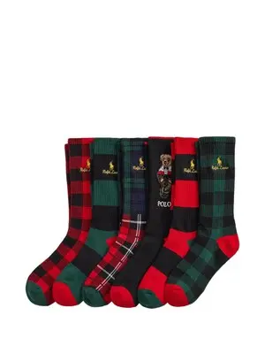 Polo Ralph Lauren Holiday Bear" Crew Socks Pack Of Six - Multi