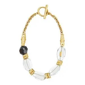 CORSO JEWELRY Gold Choker With Biwa Garnet And Quartz - Gold/red