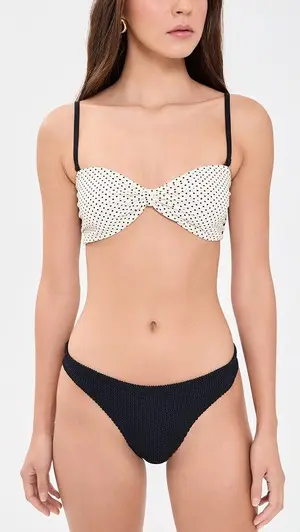 Hunza G Delphine Bikini Set - Black/polka Dot