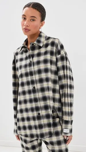 Attico Oversized Button Down Shirt - Sand/black