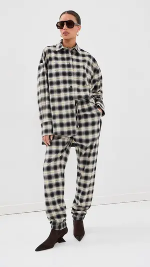 Attico Oversized Button Down Shirt - Sand/black