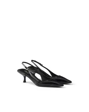Prada Brushed Leather Slingback Pumps - Black