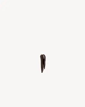 Saint Laurent Cassandre Fragments Flap Card Case In Lambskin In Brown