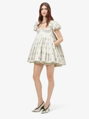 Alexander McQueen Taffeta Rose Jacquard Mini Dress