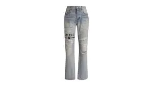 Amiri Ma Bar Logo Straight Fit Stone Indigo Jeans - Blue