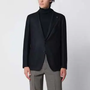 Tagliatore Navy Single-breasted Wool And Cashmere Jacket