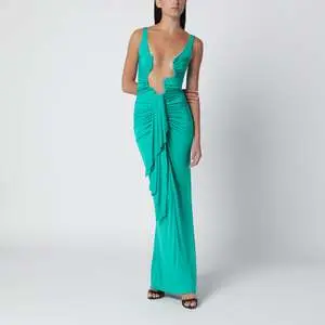 Christopher Esber Draped Malachite Viscose Maxi Dress - Green