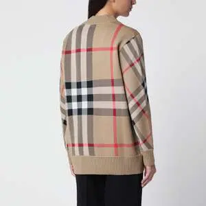 Burberry Check Cardigan In Wool Blend
