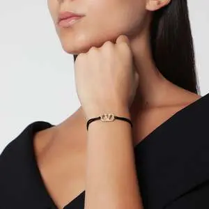 Valentino Garavani Vlogo Signature Bracelet With Crystals - Black
