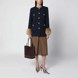 Valentino Garavani Medium Rockstud Shopper Bag In Ebony And Black Suede