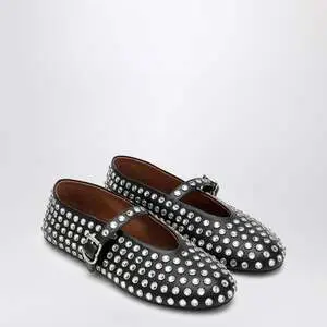 Alaïa Lambskin Leather Ballerinas With All-over Silver Crystals