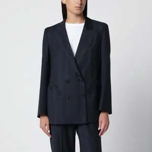 BLAZÉ MILANO Double-breasted Wool Jacket With Prince Of Wales Pattern - Blue