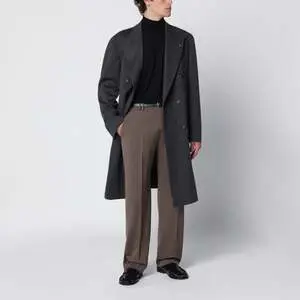 Tagliatore Anthracite Double-breasted Wool Coat - Grey