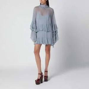 Chloé Powder Blue Silk Mousseline Mini Dress